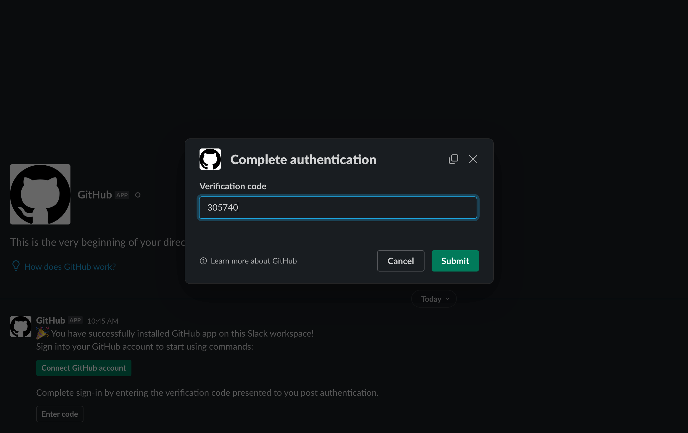 Set up the GitHub integration for Slack