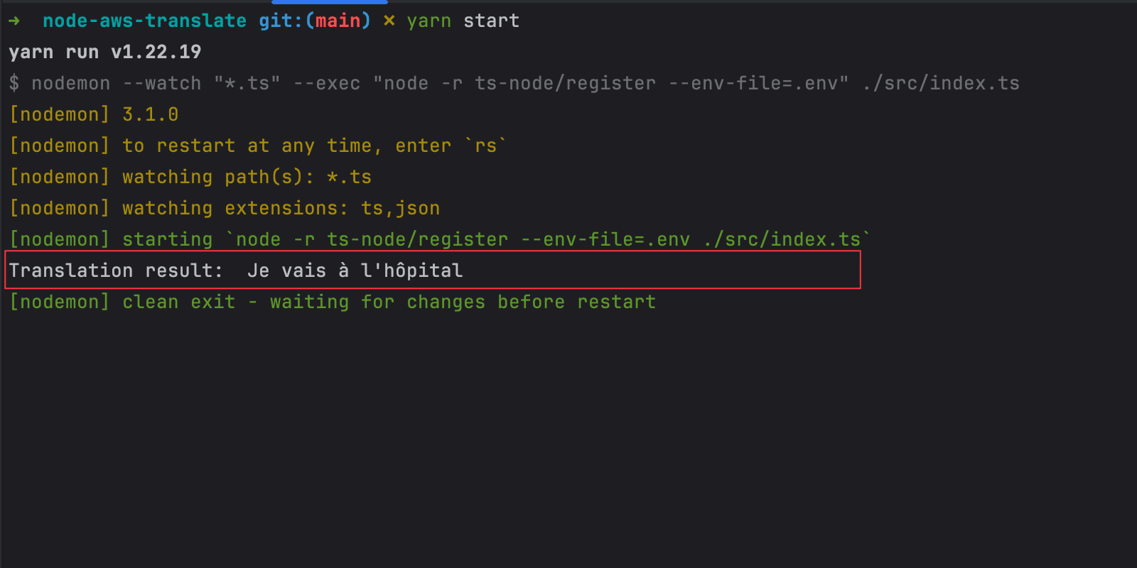 Translate texts in Node.js with Amazon Translate