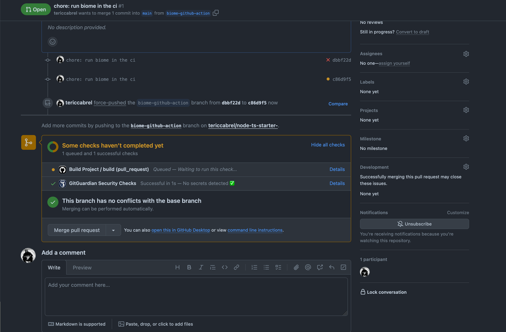 Set up a Node.js project with TypeScript and Biome