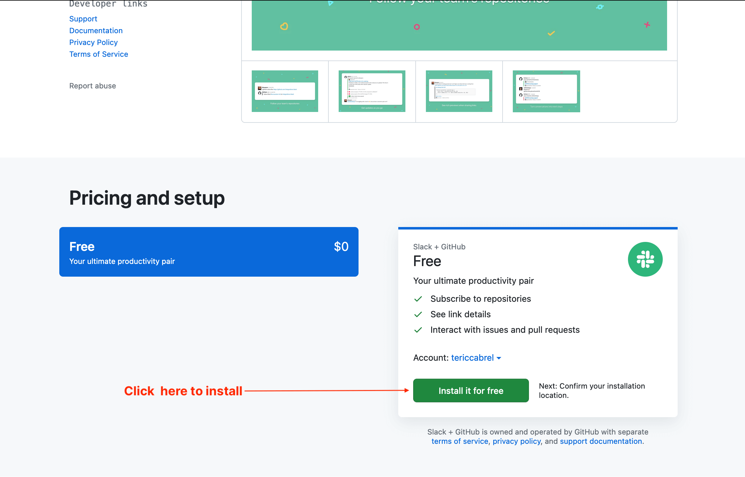 Set up the GitHub integration for Slack
