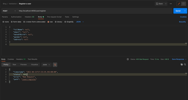 Validate Request Body and Parameter in Spring Boot