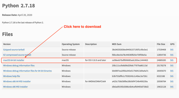 How to install Python 2 on Mac OS 12.3 and higher