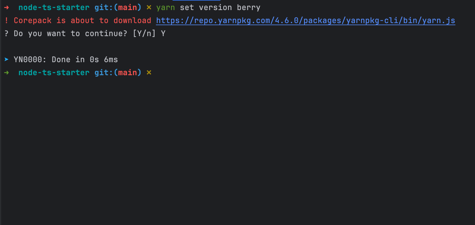 Upgrade a Node.js project from Yarn 1 to yarn 4